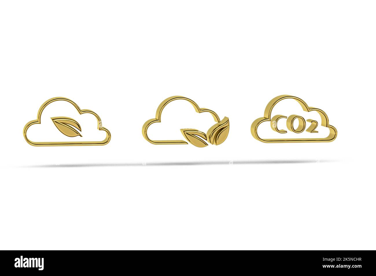 Golden 3d CO2 emission icon isolated on white background - 3D render ...