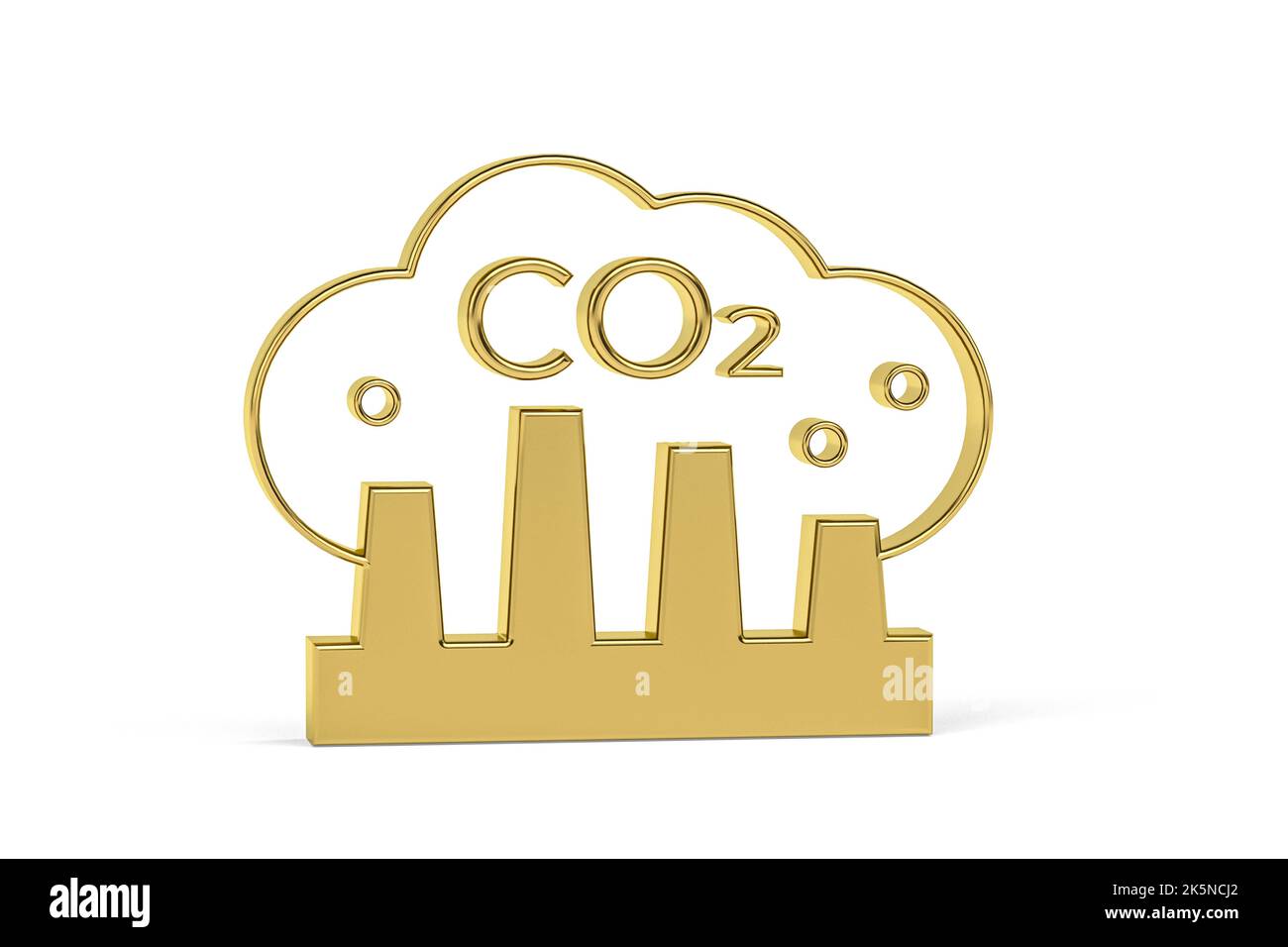 Golden 3d CO2 emission icon isolated on white background - 3D render ...