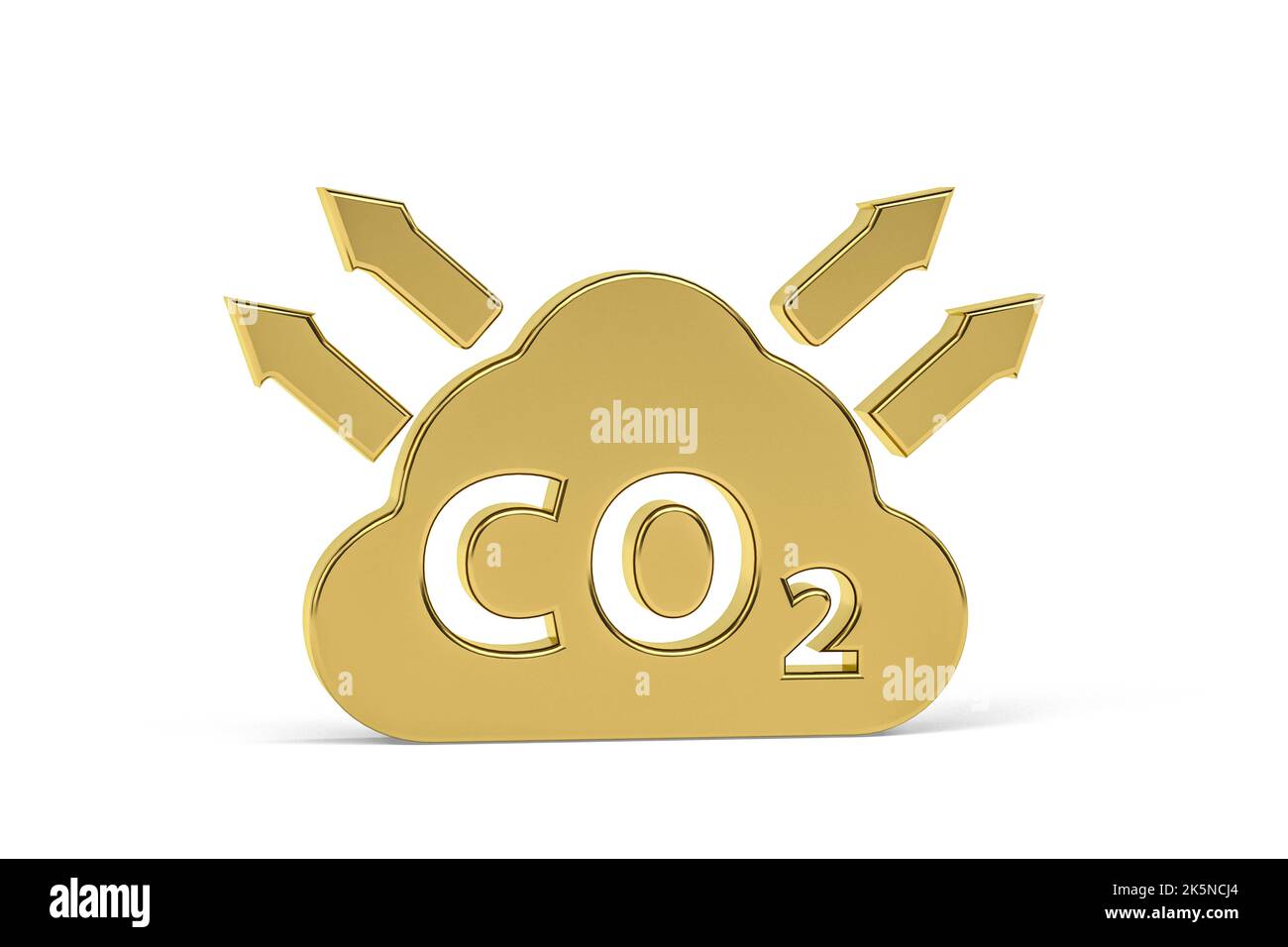 Golden 3d CO2 emission icon isolated on white background - 3D render ...