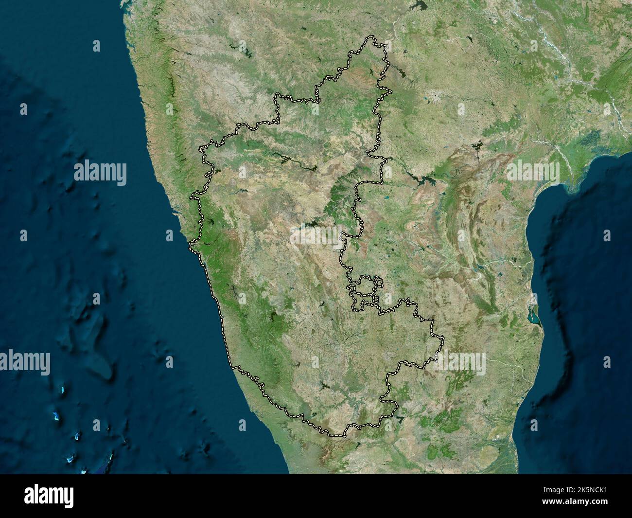 Karnataka, state of India. High resolution satellite map Stock Photo ...