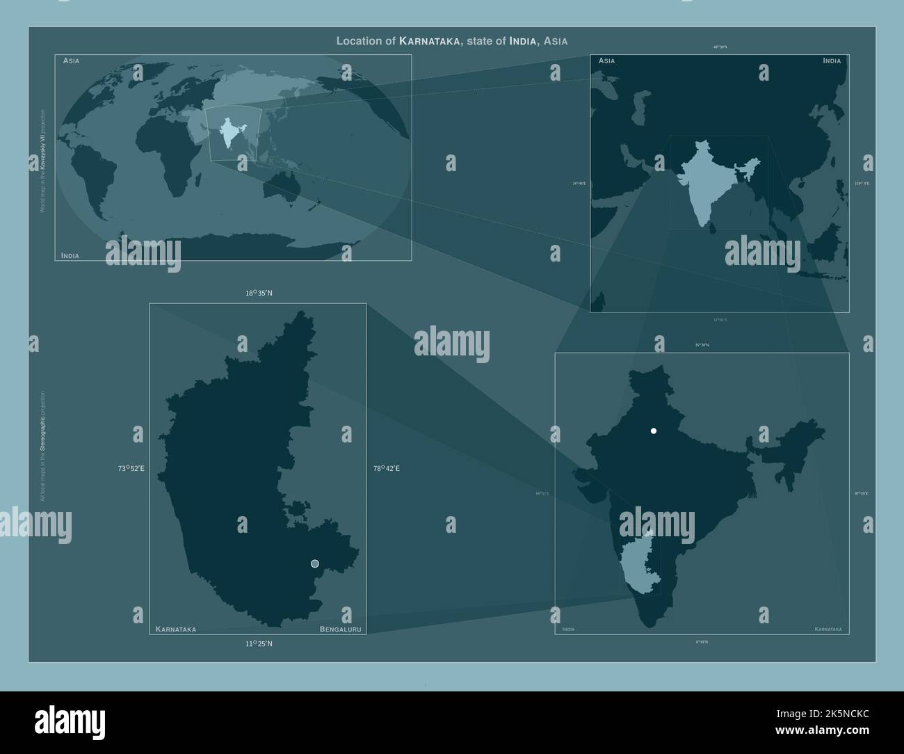 Karnataka, state of India. Diagram showing the location of the region ...