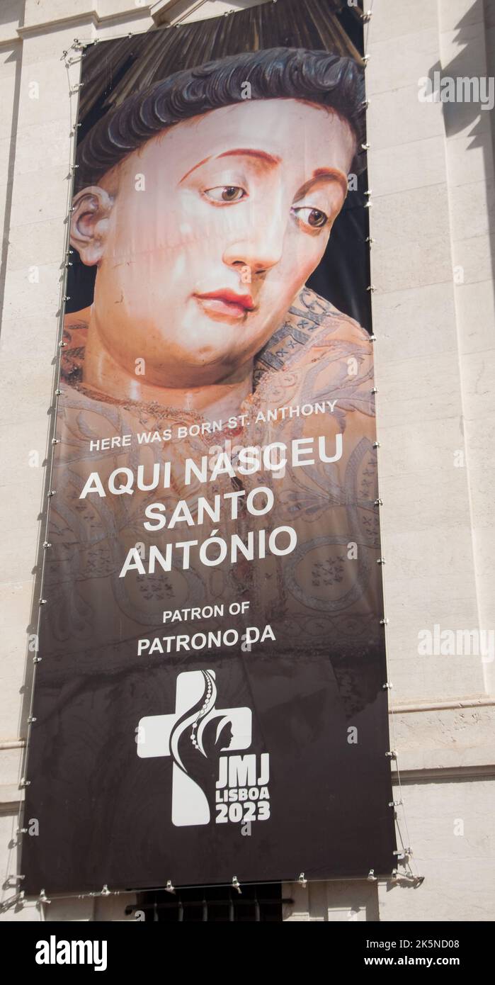 Sign indicating st anthonys santo antonios birthplace and pr hi-res ...