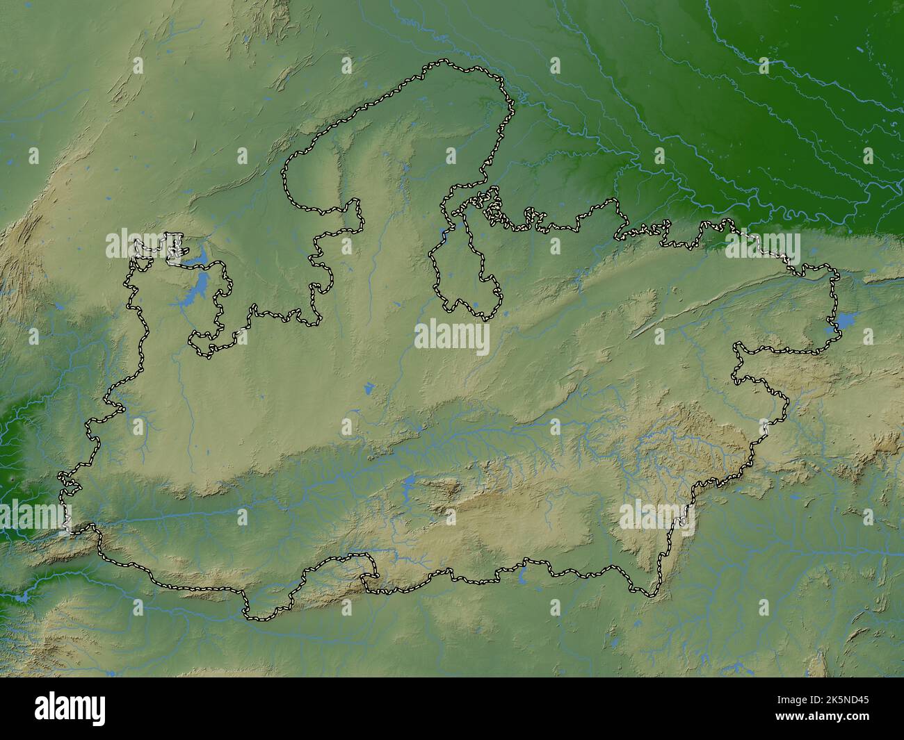 Madhya Pradesh, state of India. Colored elevation map with lakes and ...