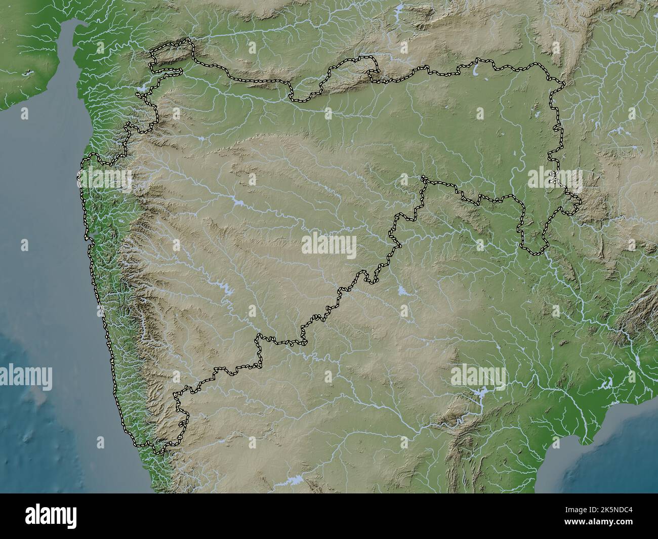 Maharashtra, state of India. Elevation map colored in wiki style with ...