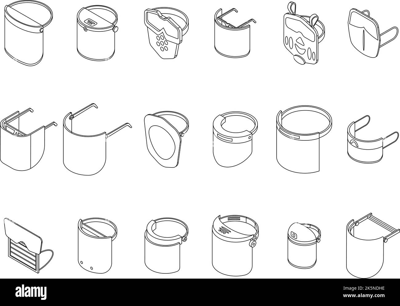 Face shield icons set. Isometric set of face shield vector icons ...