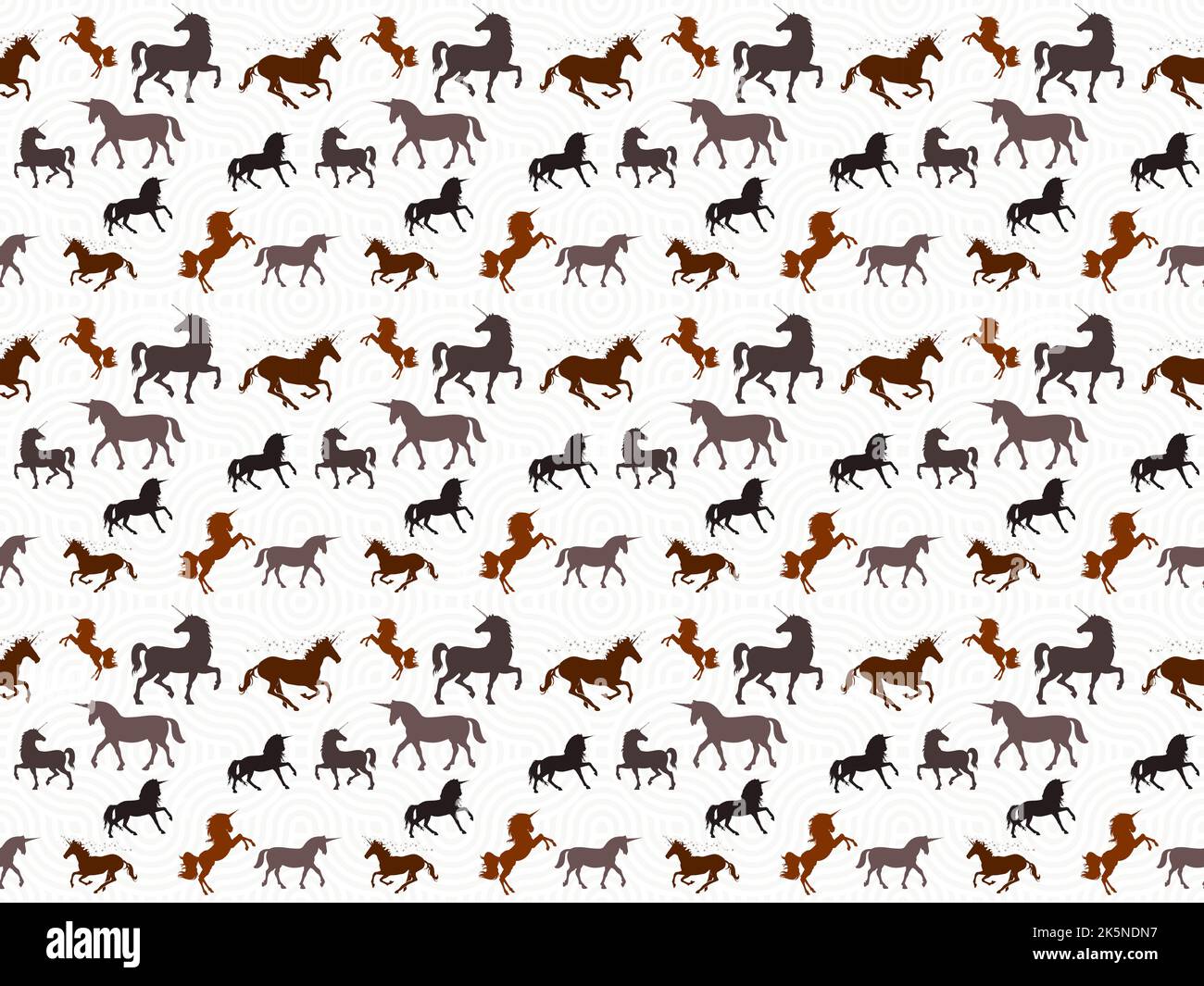 Repeating pattern showing various moving unicorn and horses shapes ...