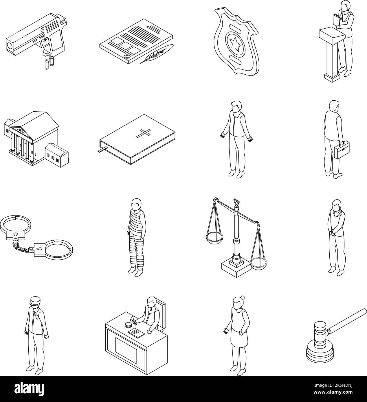 Criminal justice icons set. Isometric set of criminal justice vector ...