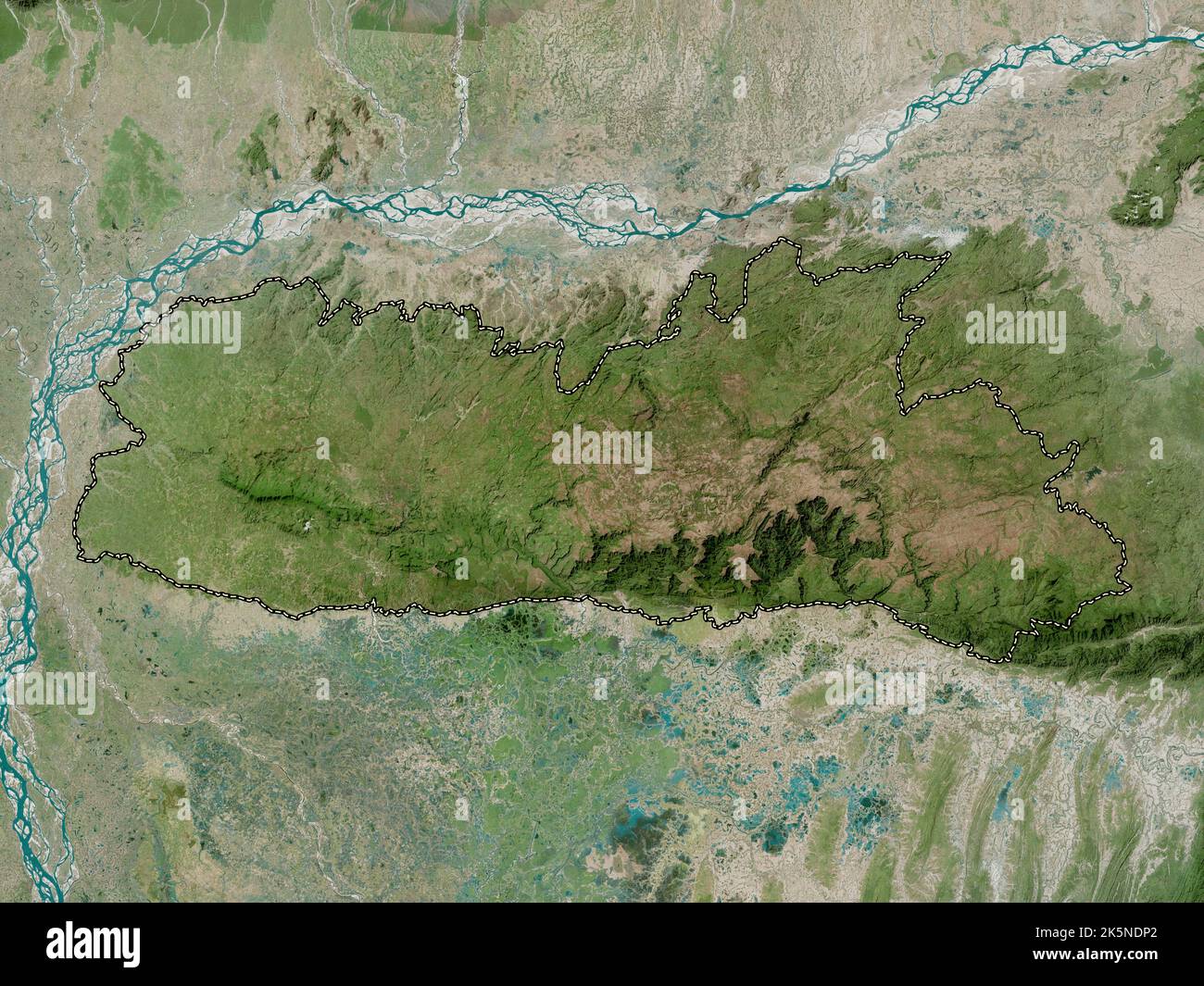 Meghalaya, state of India. High resolution satellite map Stock Photo ...