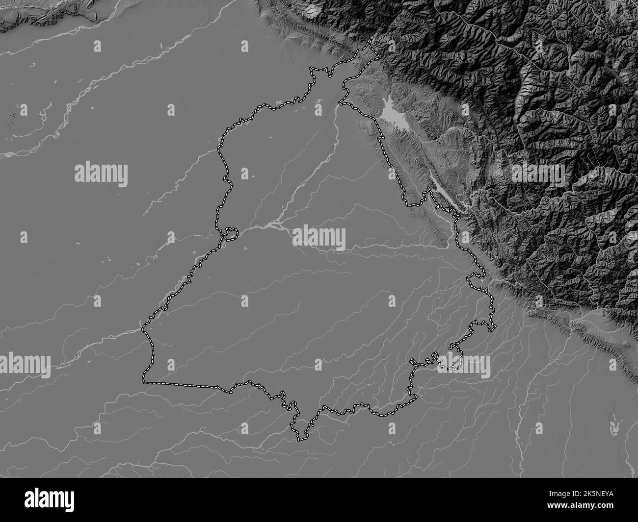 Punjab, state of India. Bilevel elevation map with lakes and rivers ...