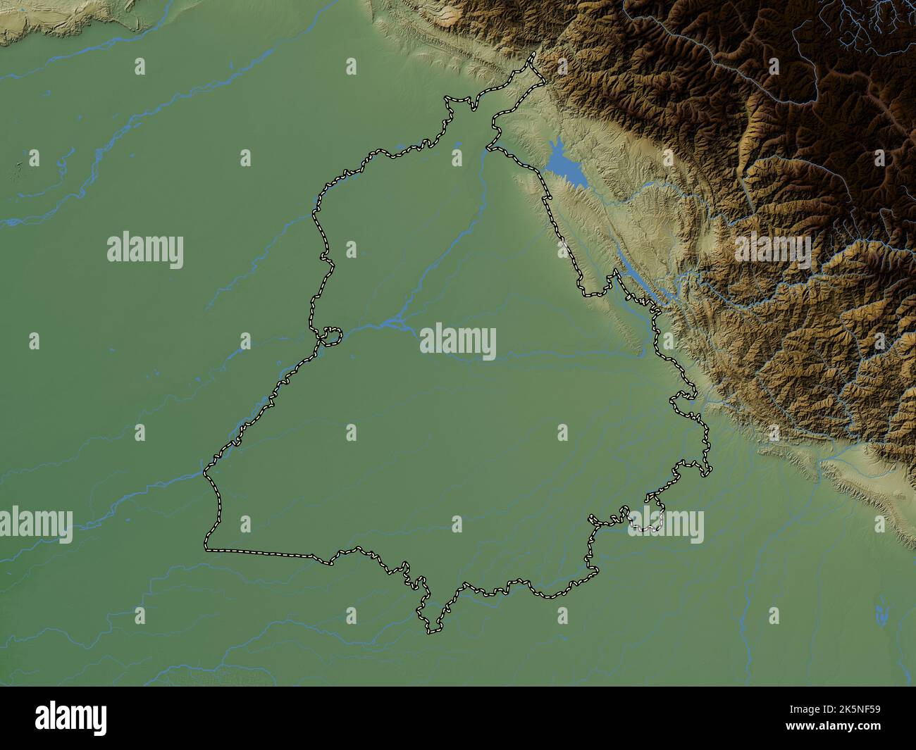 Punjab, state of India. Colored elevation map with lakes and rivers ...