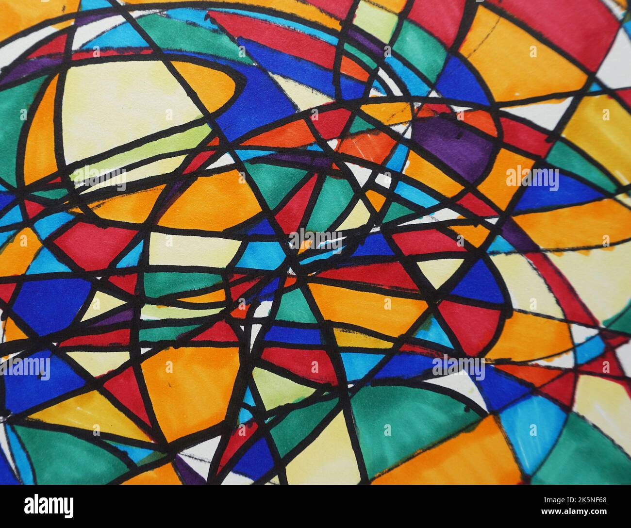 Art Drawing Abstract Copic color Triangle Curve Square , geometry Stock ...