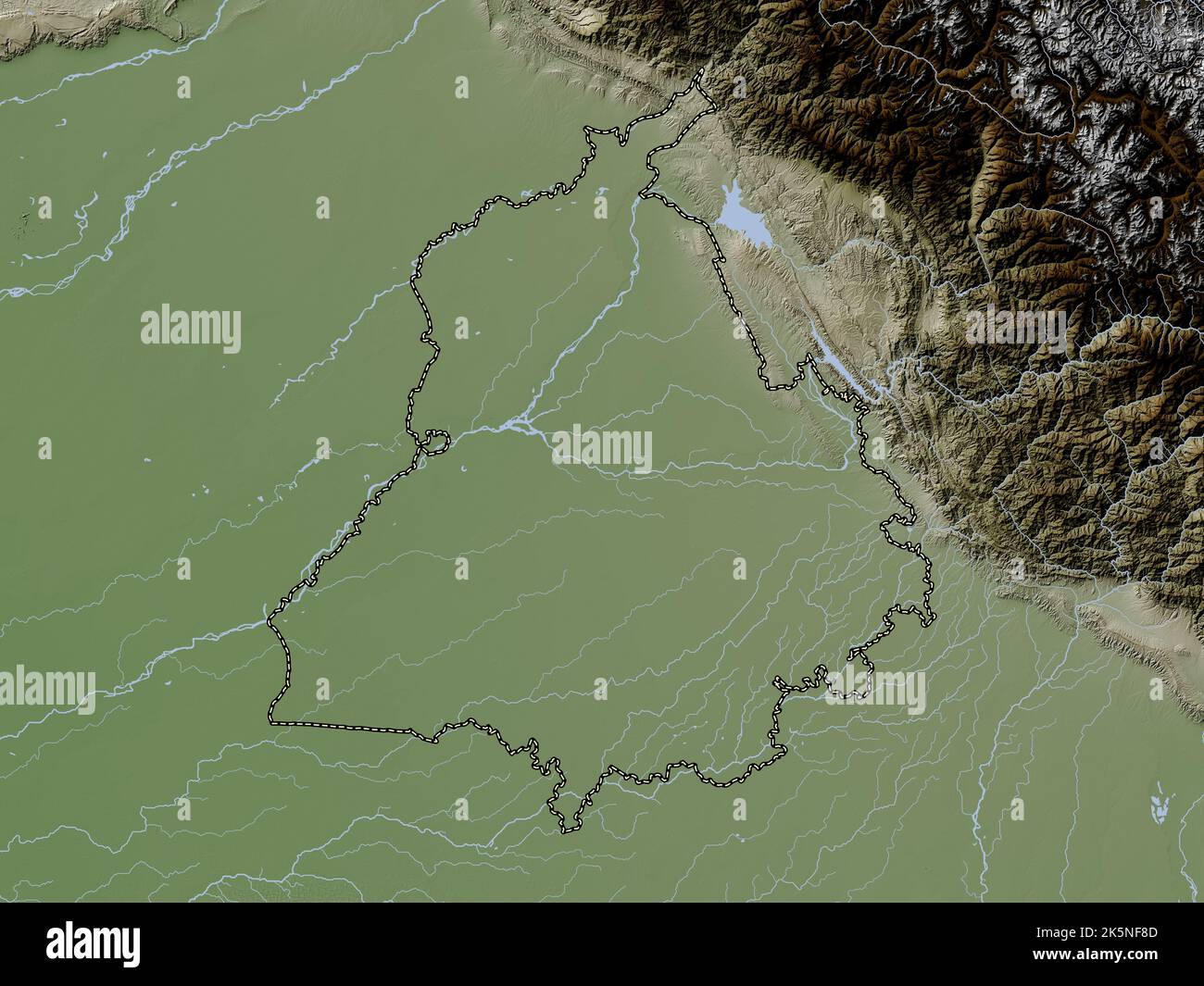 Punjab, state of India. Elevation map colored in wiki style with lakes ...