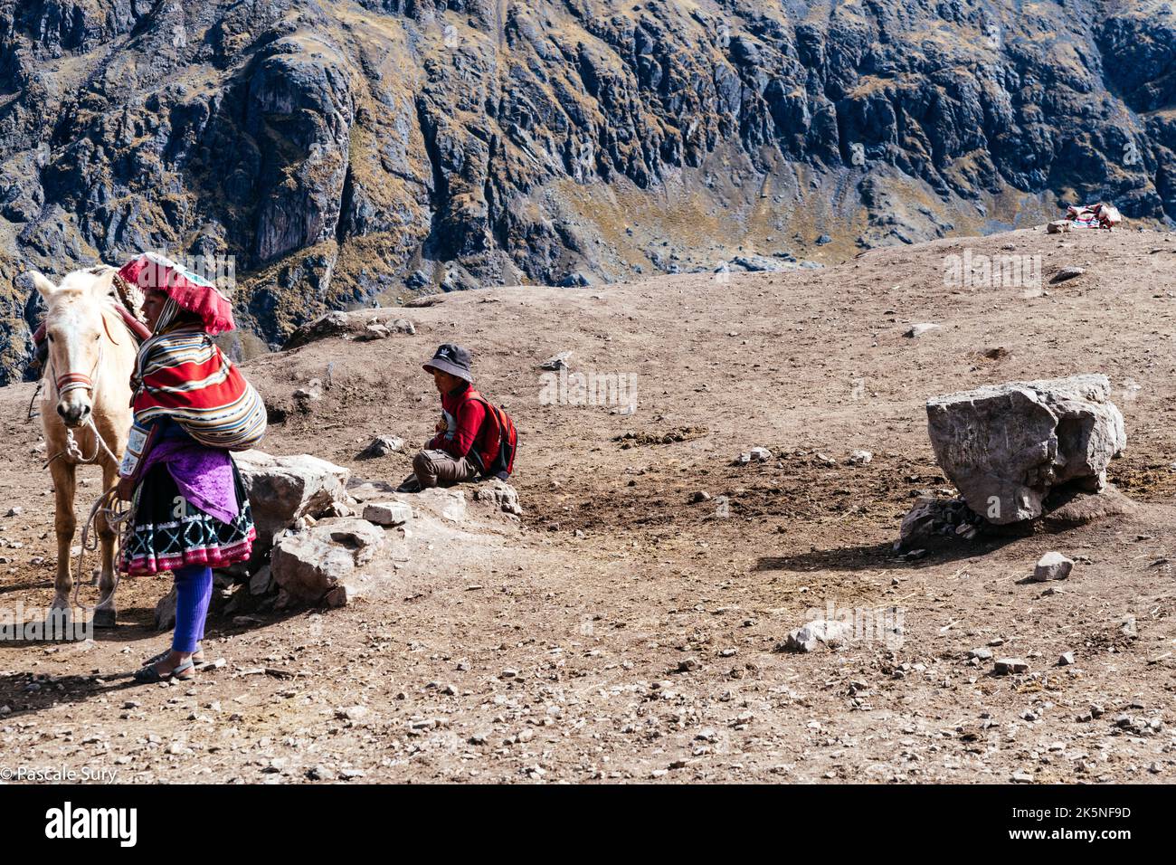 The rainbow mountain and the red valley Stock Photo - Alamy
