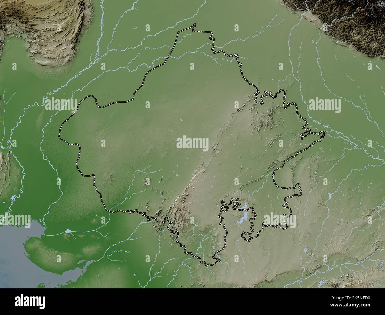Rajasthan, state of India. Elevation map colored in wiki style with ...