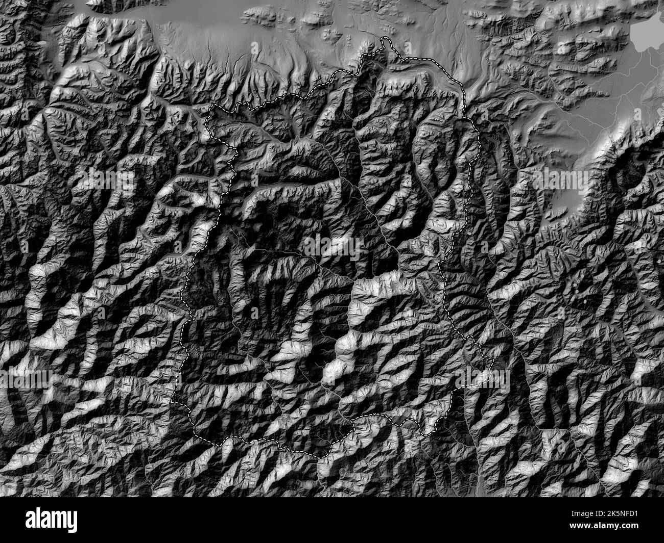 Sikkim, state of India. Bilevel elevation map with lakes and rivers ...