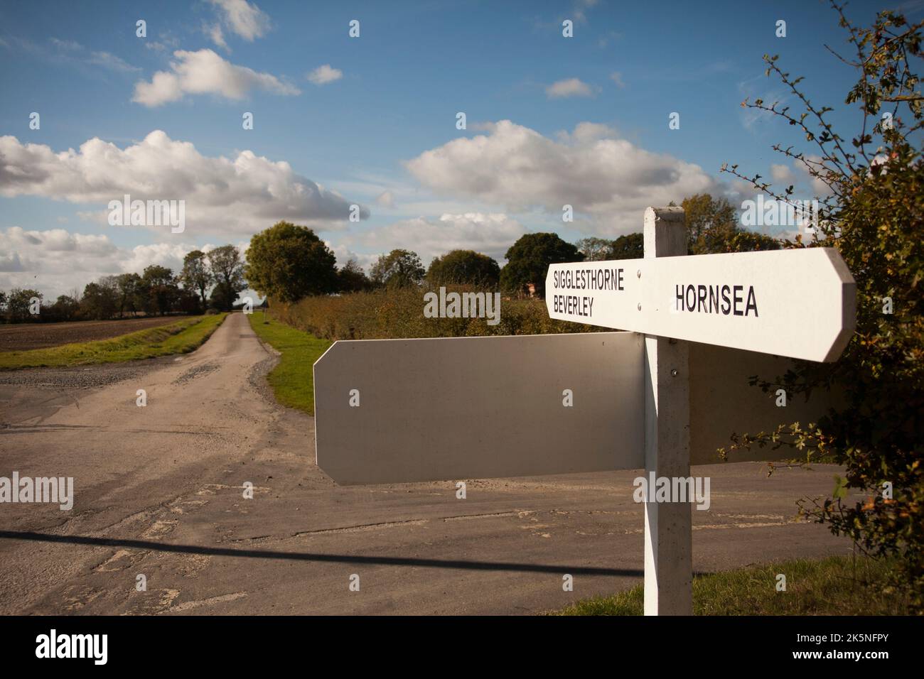 Country rural roads and old signposts near Hornsea East Yorkshire Stock ...