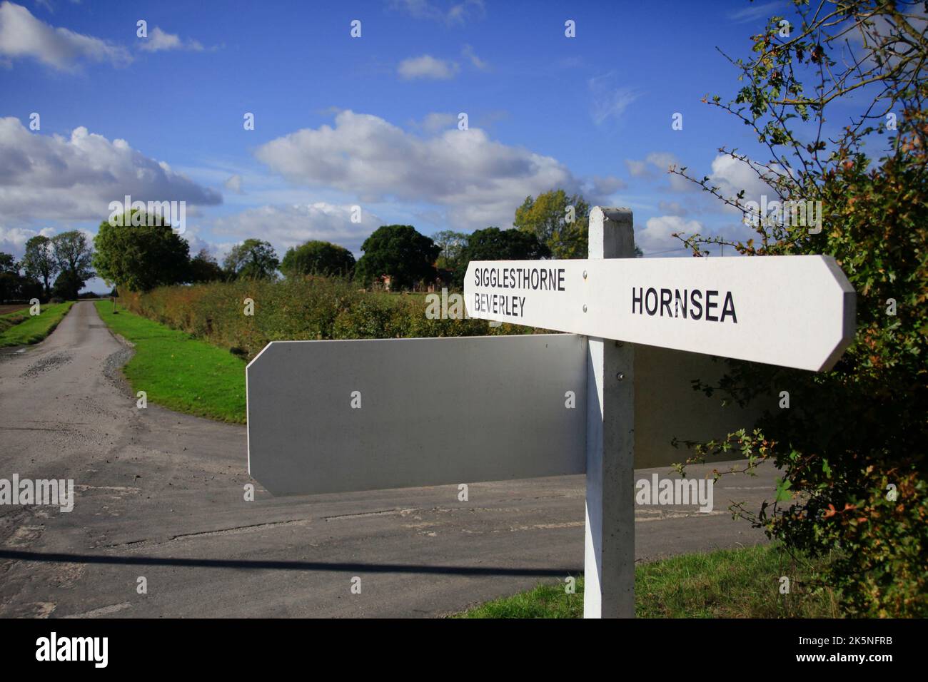 Country rural roads and old signposts near Hornsea East Yorkshire Stock ...
