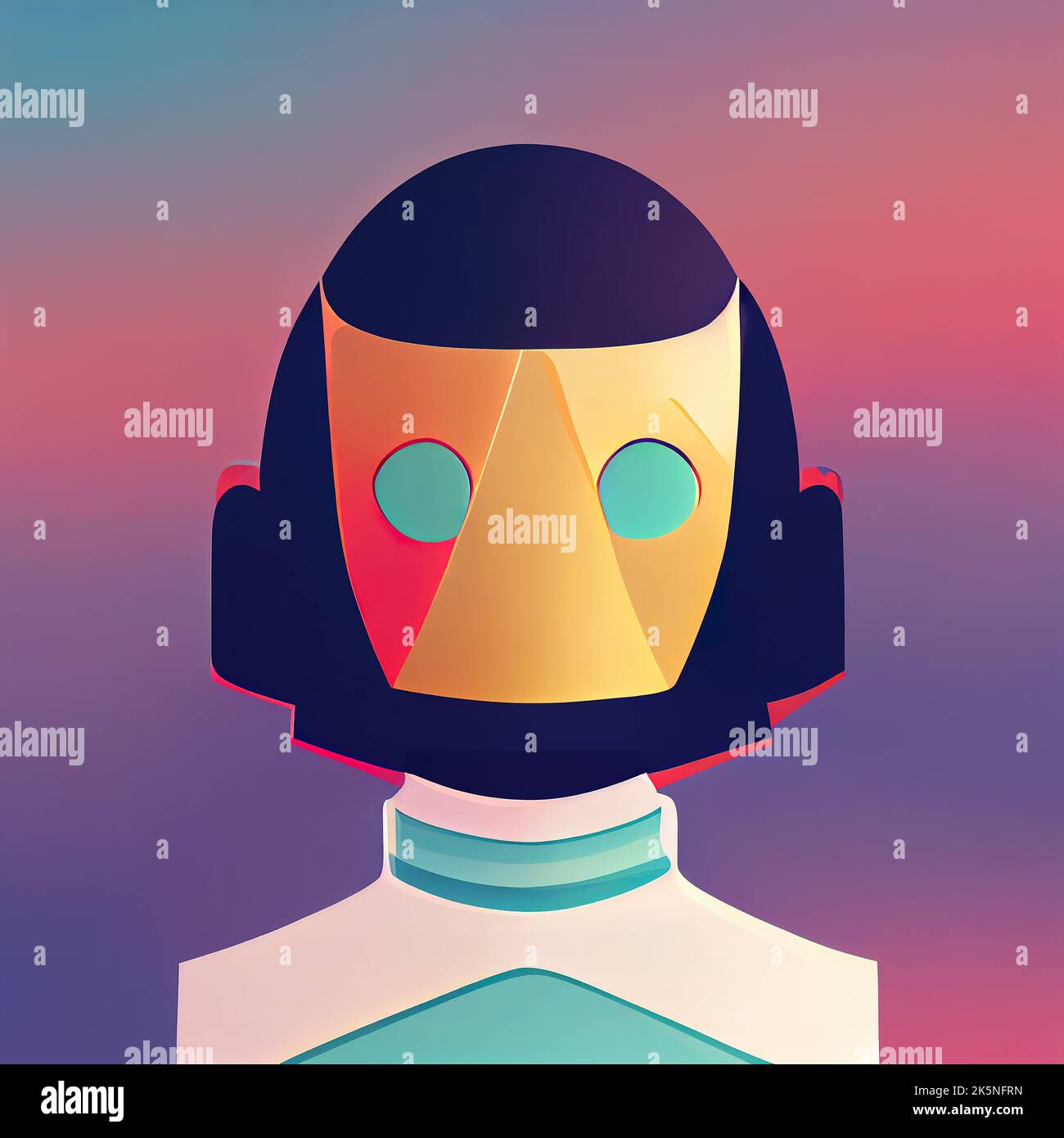 Abstract portrait of space alien robot. Digital illustration Stock ...