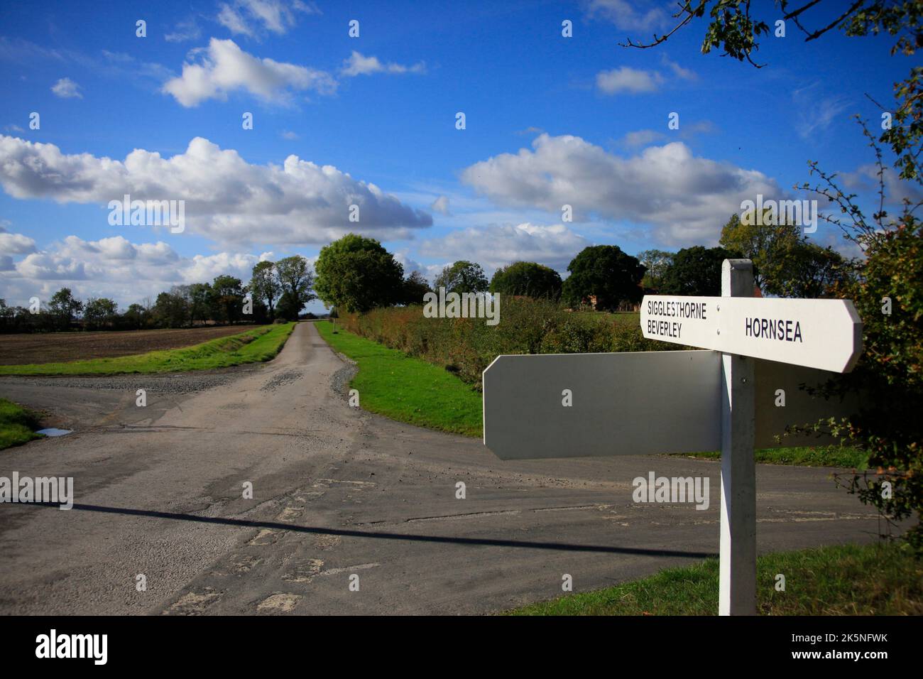 Country rural roads and old signposts near Hornsea East Yorkshire Stock ...