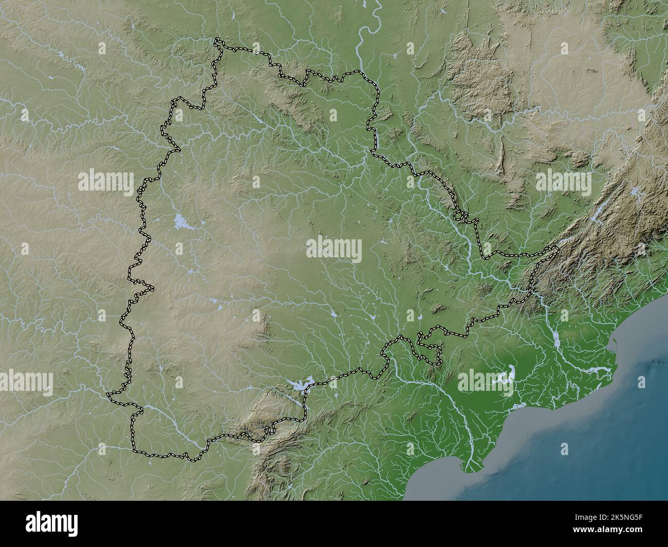 Telangana, state of India. Elevation map colored in wiki style with ...