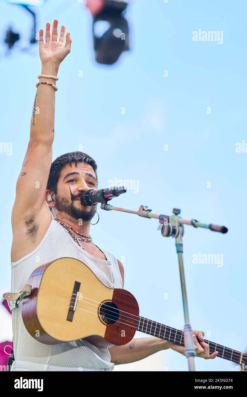 Madrid. Spain. 20221009, Camilo performs on stage during Hispanidad ...