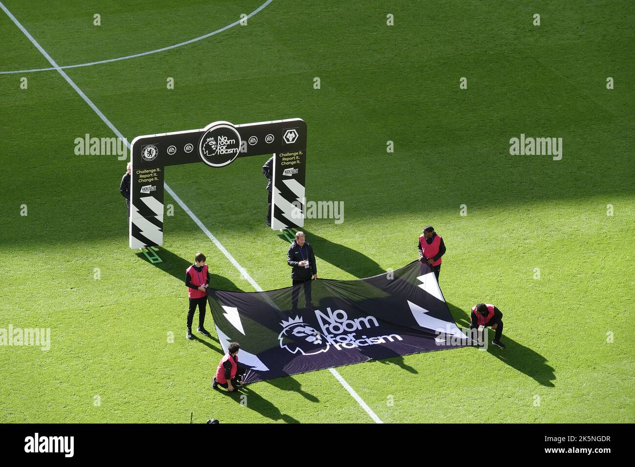 Fulham, London, UK. 8th Oct, 2022. The Premier League signage to try ...