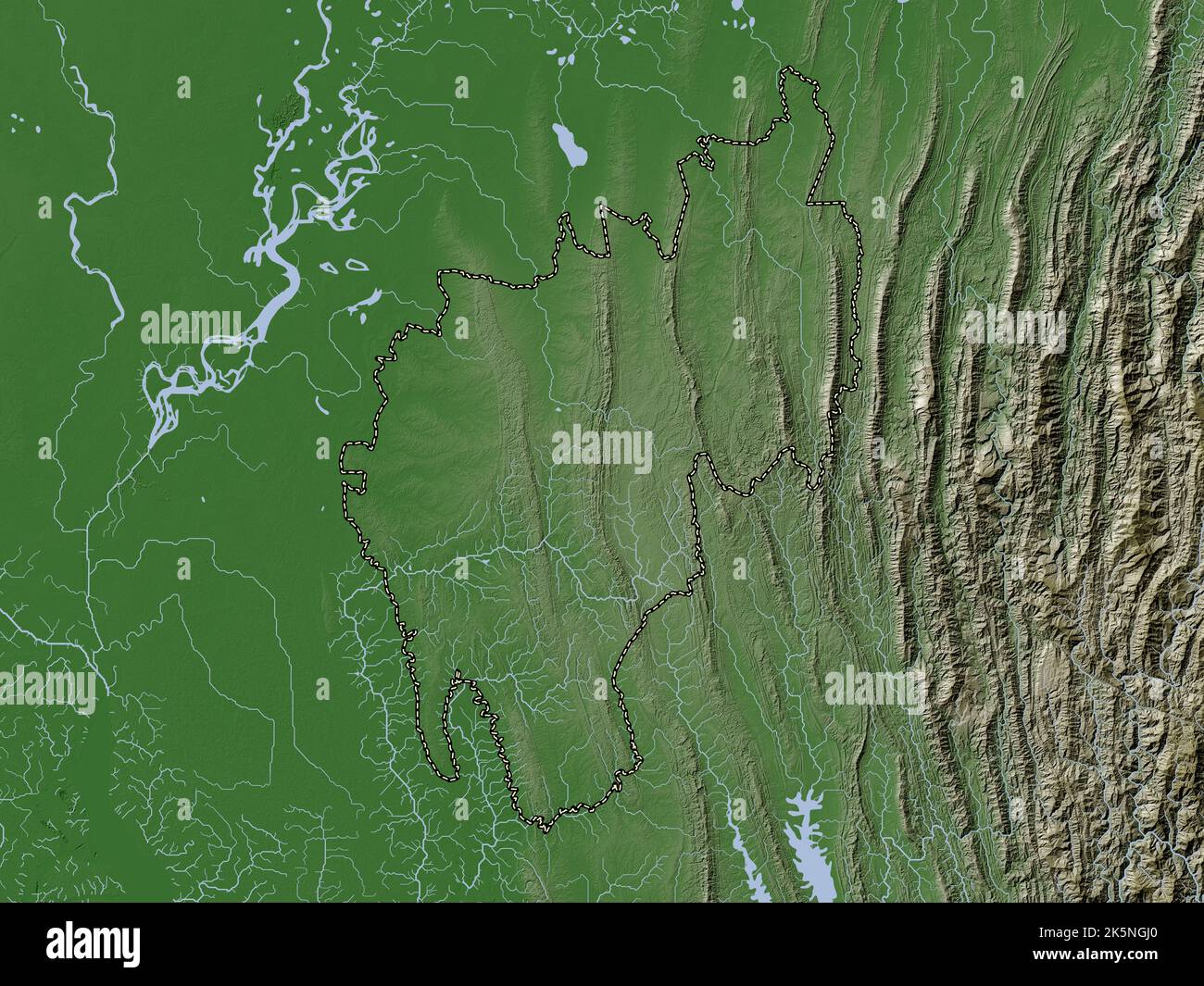Tripura, state of India. Elevation map colored in wiki style with lakes ...
