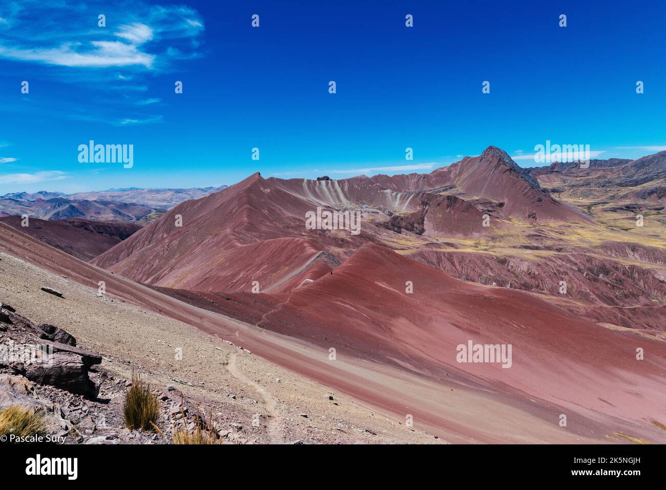 The rainbow mountain and the red valley Stock Photo - Alamy