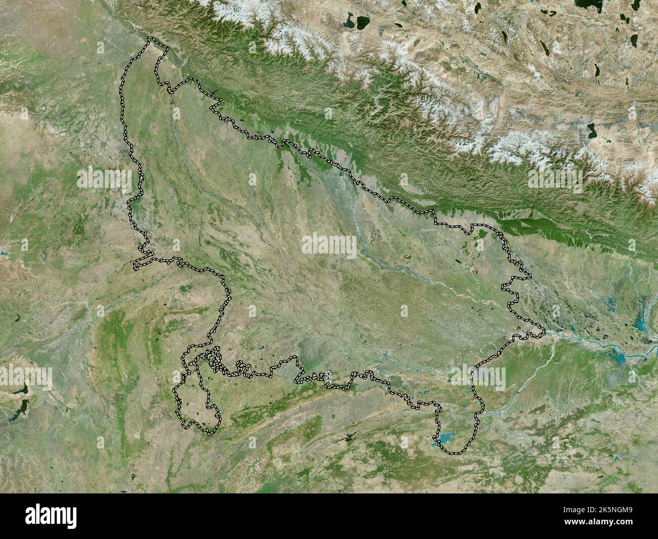 Uttar Pradesh, state of India. High resolution satellite map Stock ...