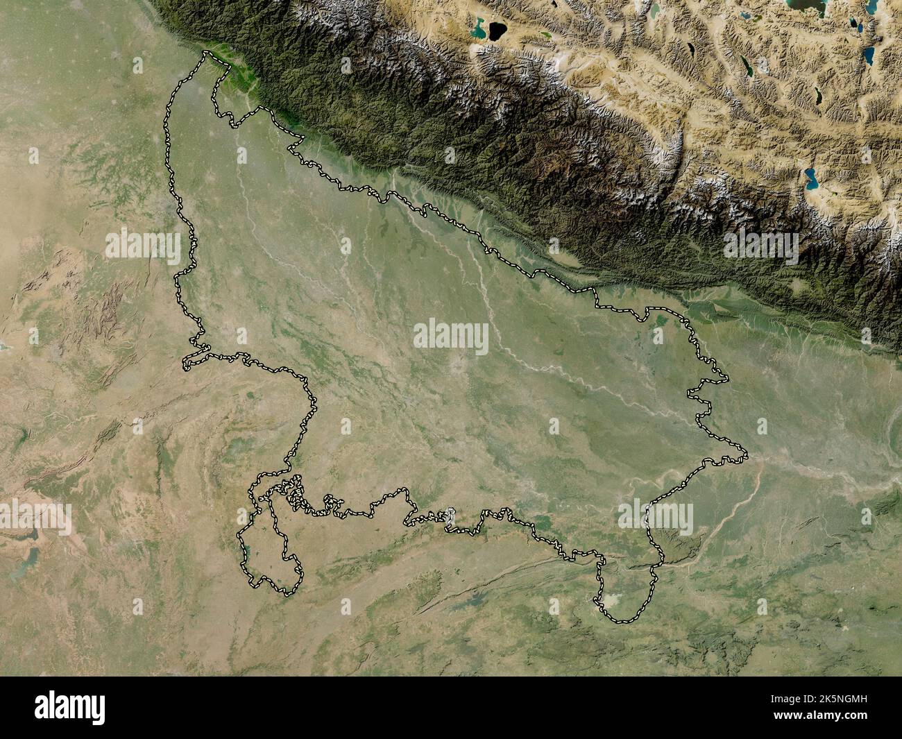 Uttar Pradesh, state of India. Low resolution satellite map Stock Photo ...
