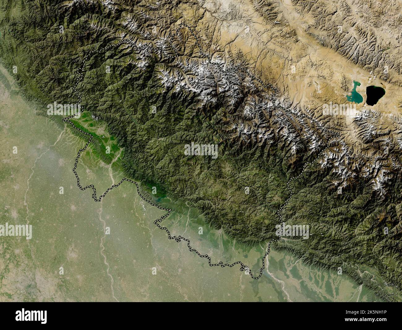 Uttarakhand, state of India. Low resolution satellite map Stock Photo ...