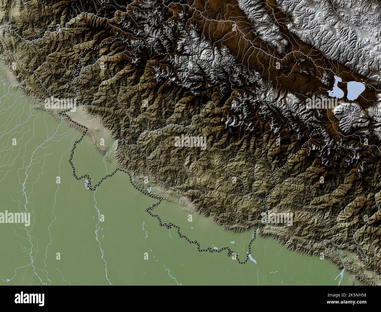 Uttarakhand, state of India. Elevation map colored in wiki style with ...