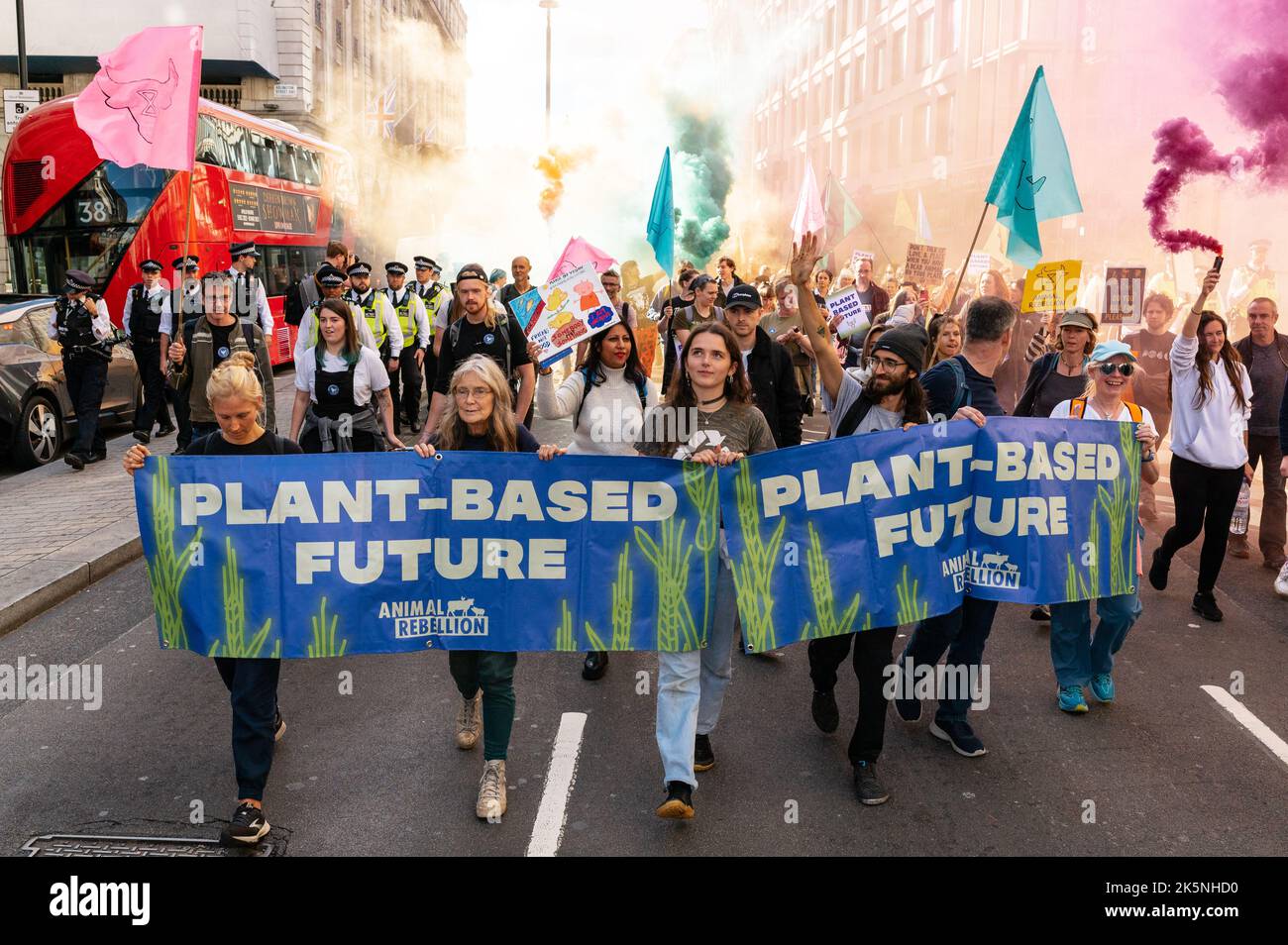 London, UK. 8 October 2022. Animal Rebellion march to demand a ...