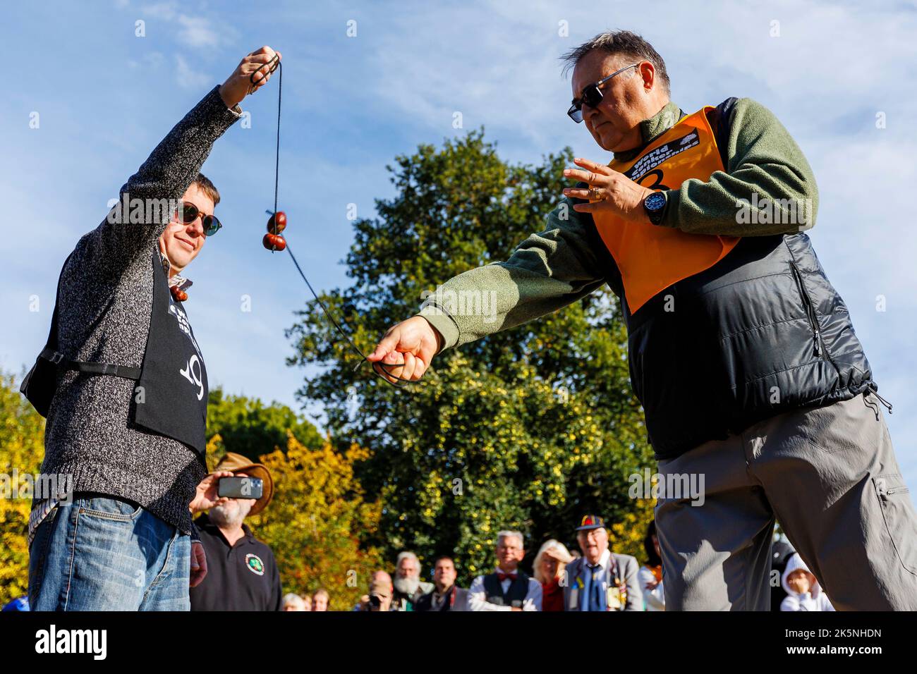 Southwick, England. 9 October, 2022. Competitors at the World Conker ...