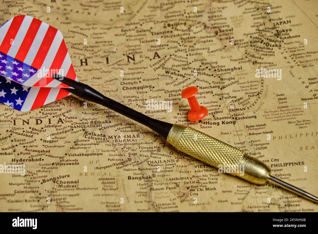 Dart for playing darts with color of flag United States America lies ...