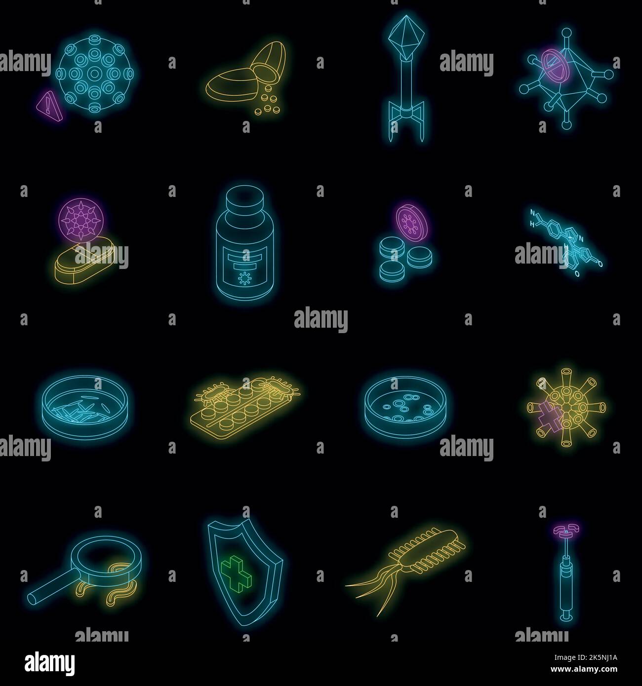 Antibiotic resistance icons set. Isometric set of antibiotic resistance ...