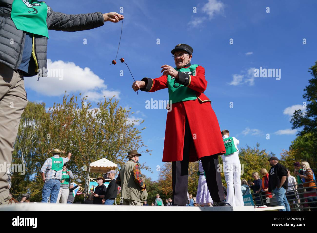 Chelsea pensioner John Riley, 92, takes part in the annual World Conker ...