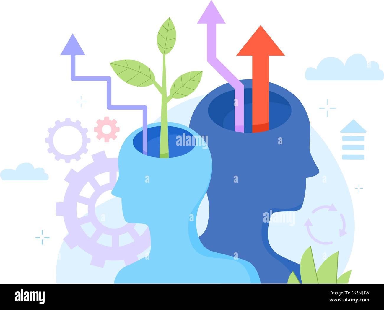 Improvement mind level. Human mental wellbeing health, confident mentor ...