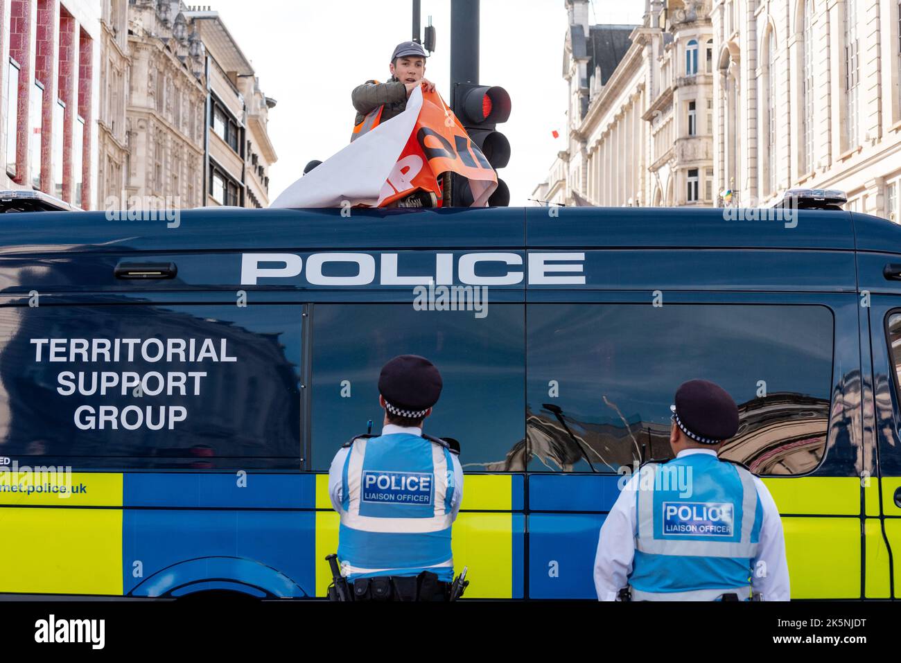London, UK. 9 October 2022. Just Stop Oil activists continue its daily ...