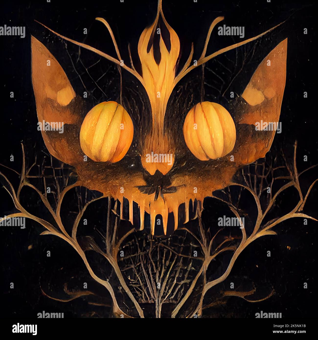 Halloween Festival themes of pumpkins, bats and cobwebs at the edge of ...