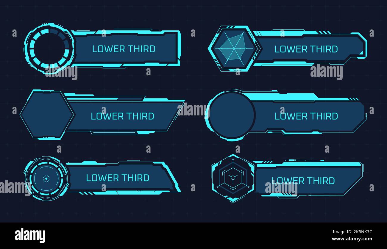 Sci fi lower third banners. Hud video screen bottom thirds banner ...