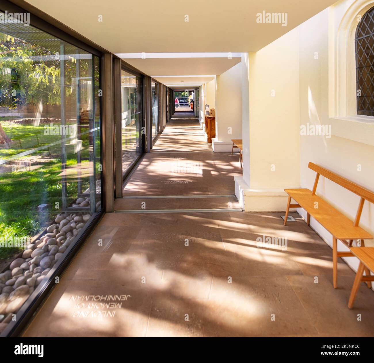 Corridor with large glass walls inside Dulwich Picture Gallery in ...