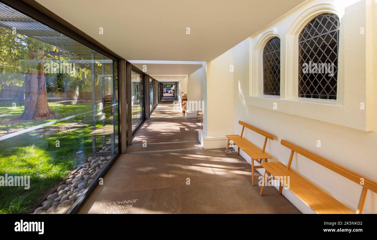 Corridor with large glass walls inside Dulwich Picture Gallery in ...