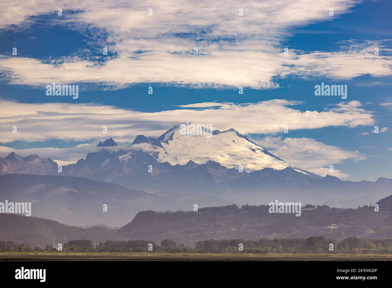 Early morning view of Mt. Baker from English Bloom Preserve on Camano ...