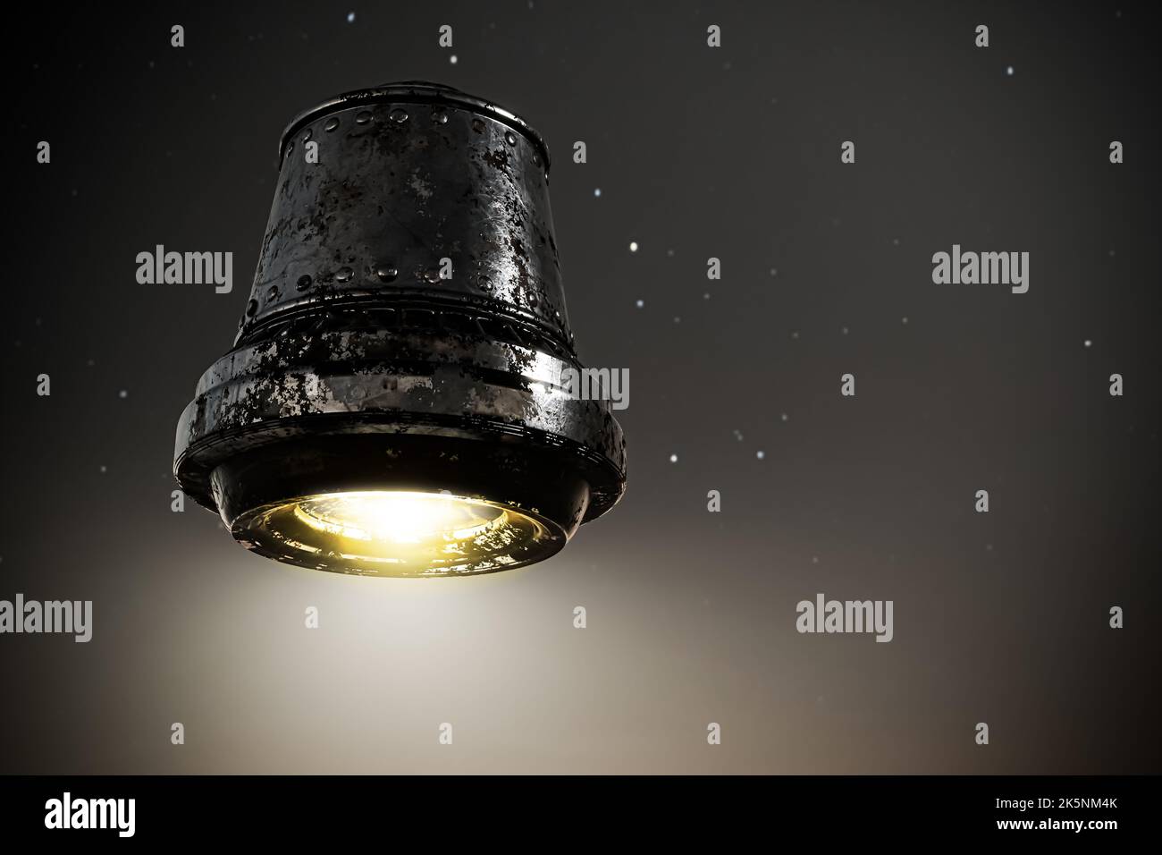 unidentified flying object bell shaped flying in the dark sky 3d ...