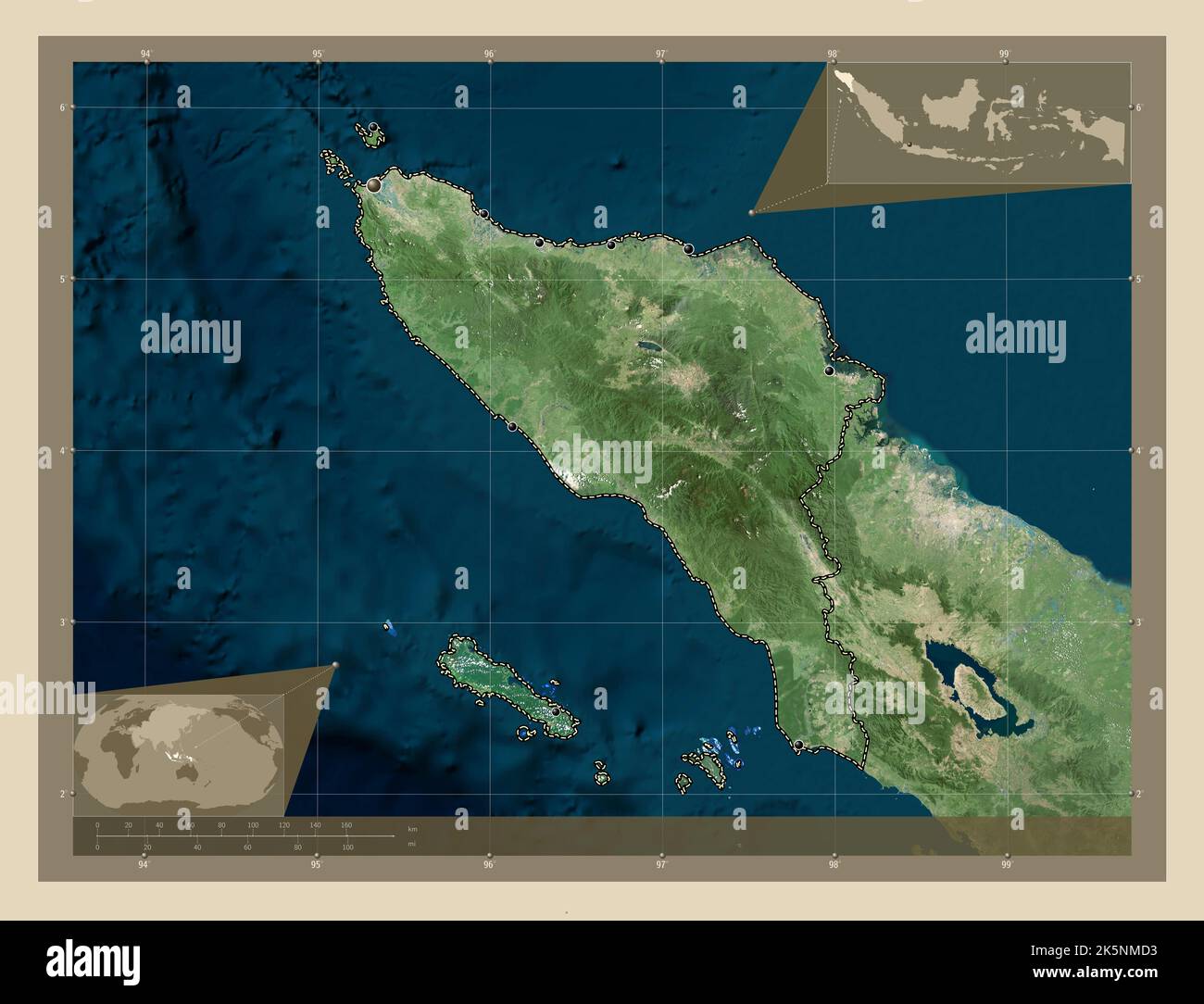 Aceh, autonomous province of Indonesia. High resolution satellite map ...