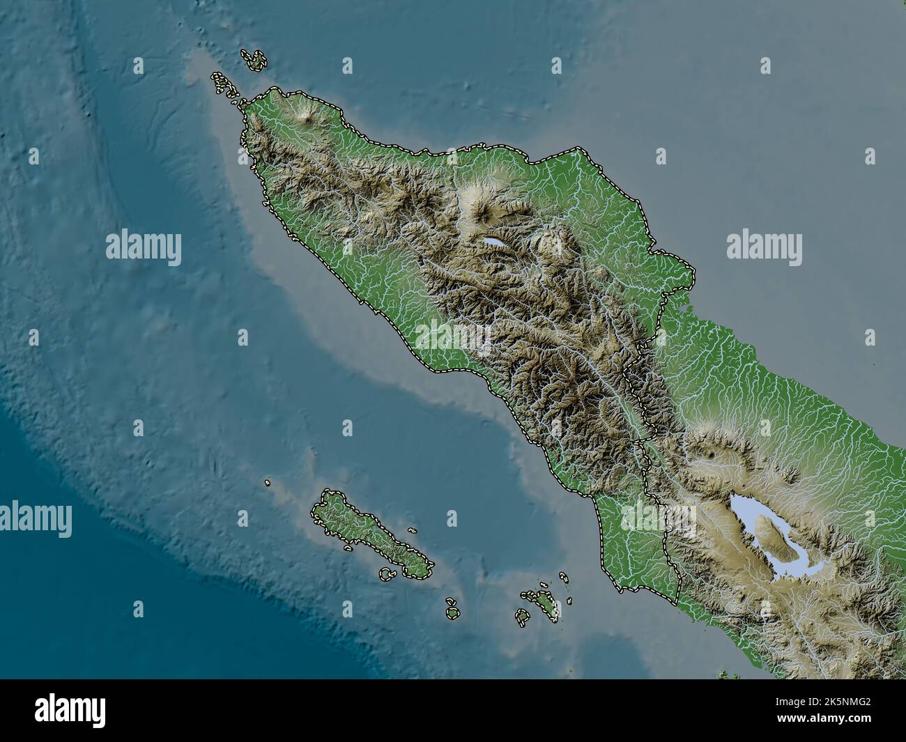 Aceh, autonomous province of Indonesia. Elevation map colored in wiki ...