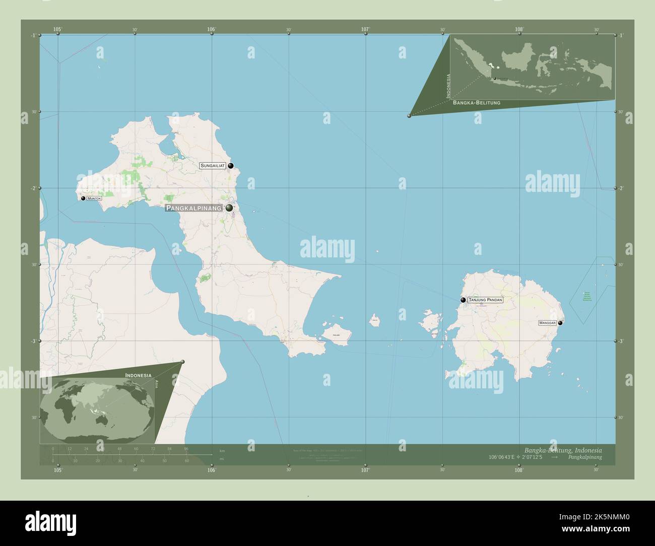 Bangka-Belitung, province of Indonesia. Open Street Map. Locations and ...