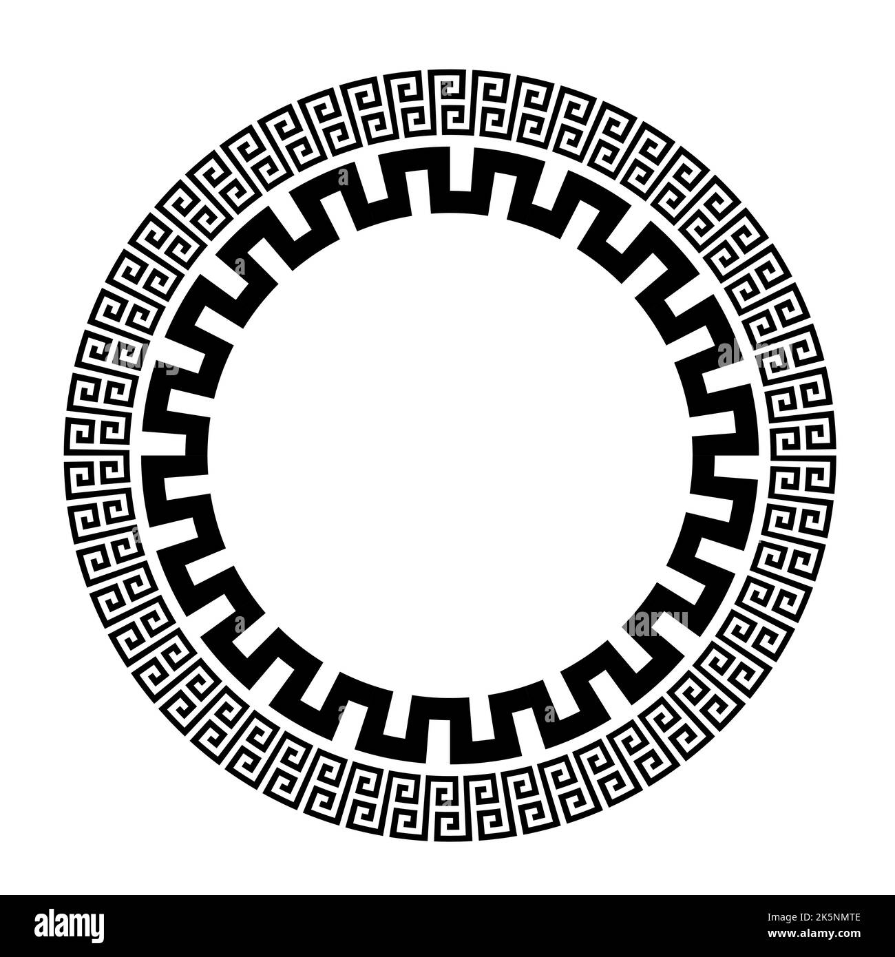 Ancient Greek key black frame pattern, round antique border from Greece ...