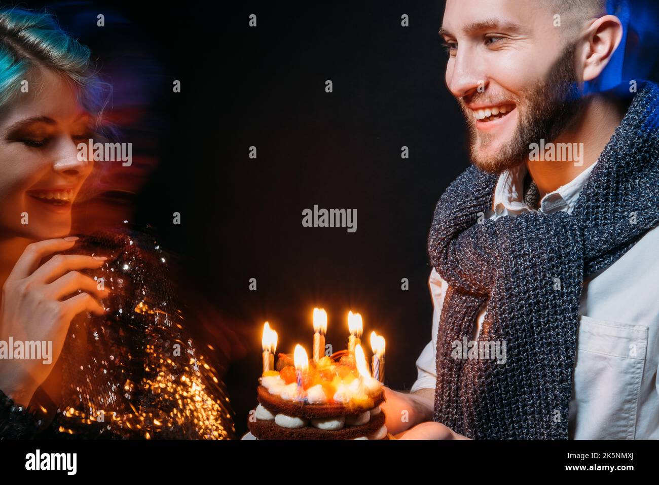 birthday wish happy couple festive celebration Stock Photo - Alamy
